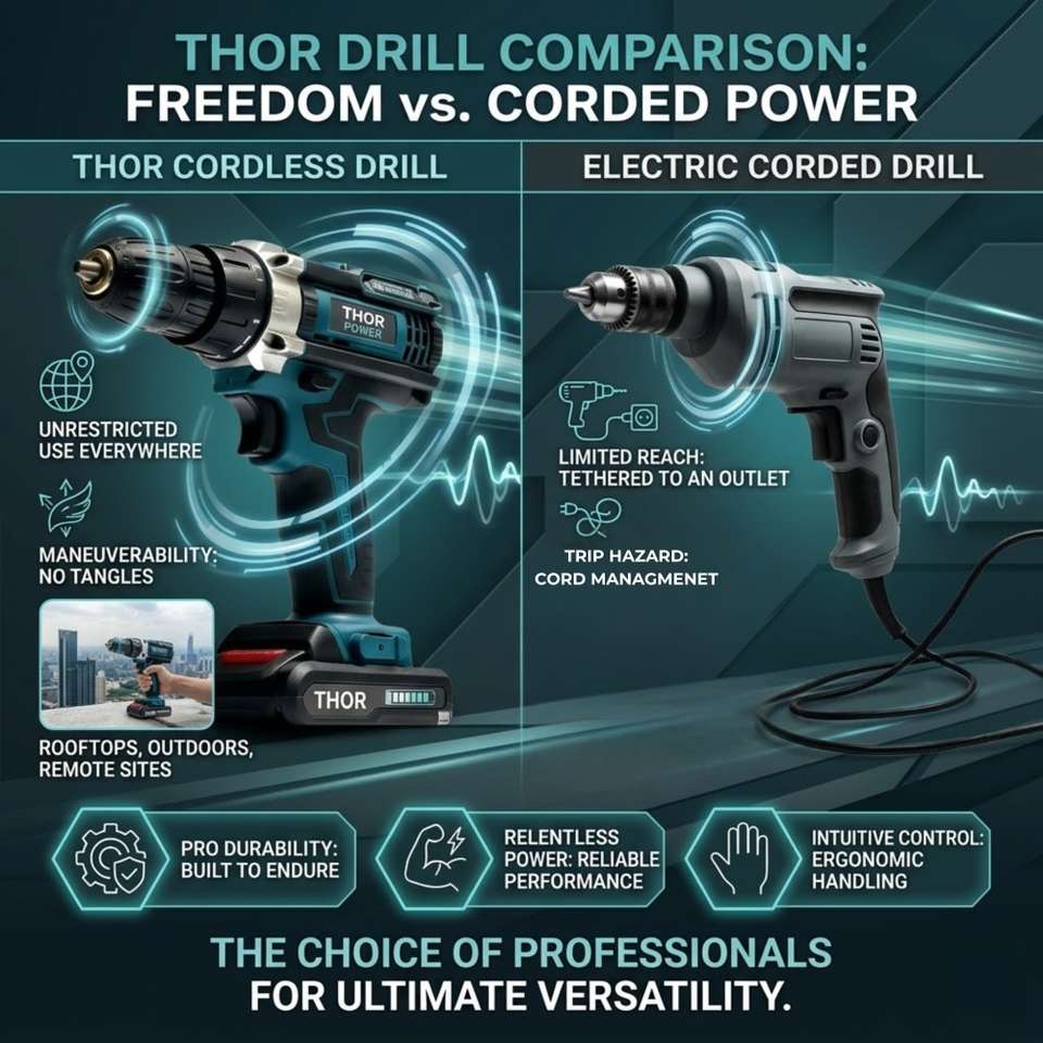 thor 21V Cordless Drill Machine with ,2 Batteries ,1350 RPM ,Flexible ...