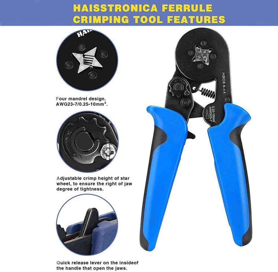 HASTHIP Ferrule Crimping Tool Kit, Self-Adjusting Square Wire Crimper ...