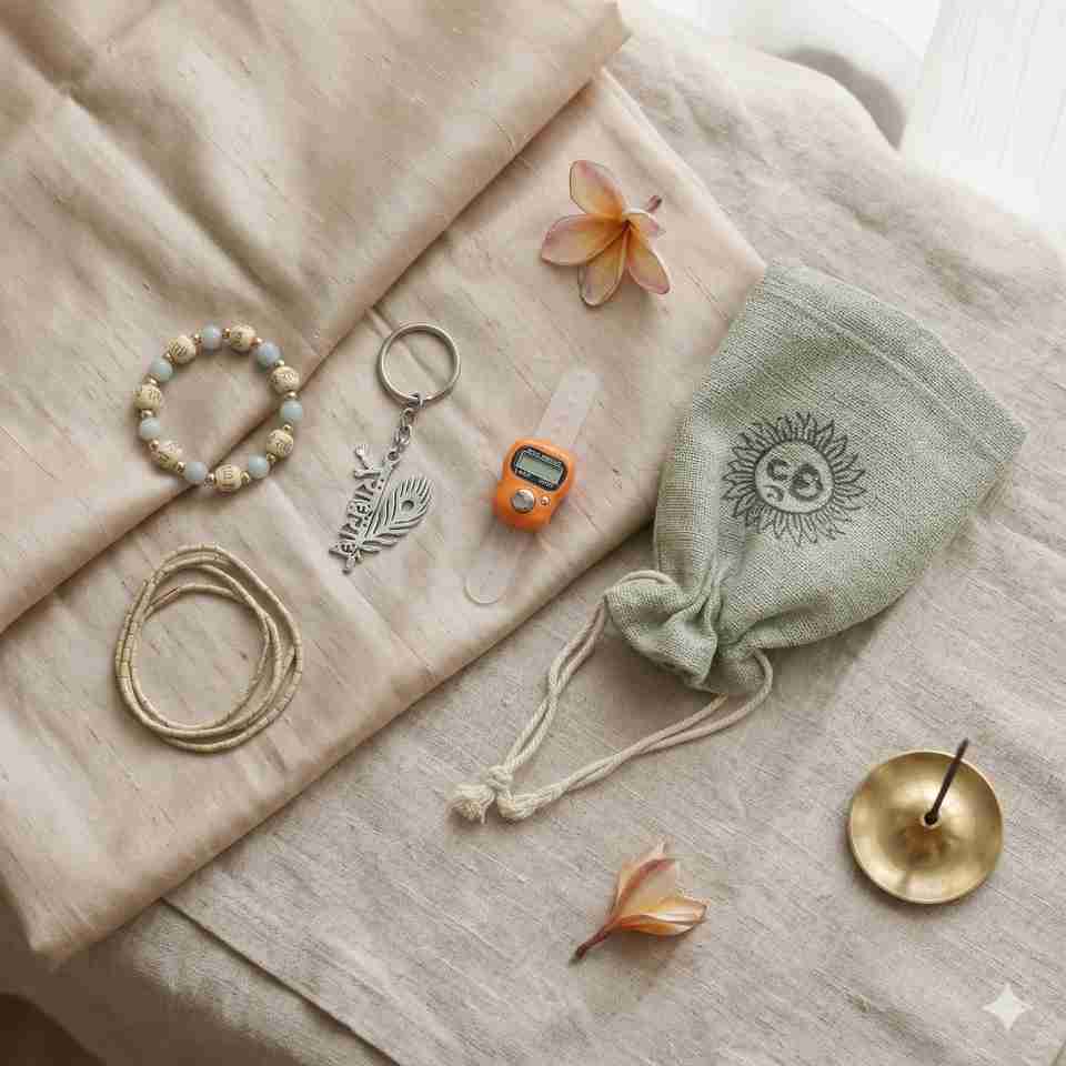 SOLE AND BLOOM Radhe Radhe bhakti Tulsi Mala, Digital Counter, Bracelet ...