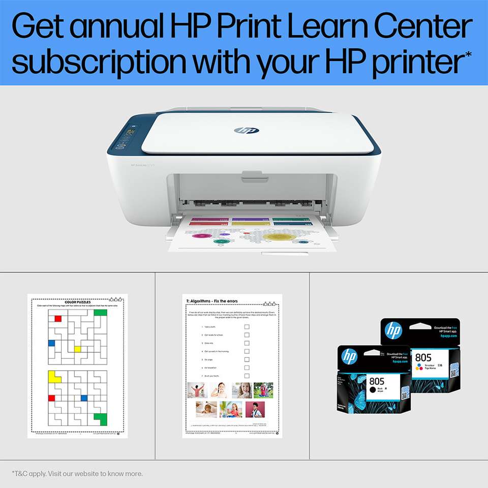 HP DeskJet 2723 Multi-function WiFi Color Inkjet Printer with Copy ...
