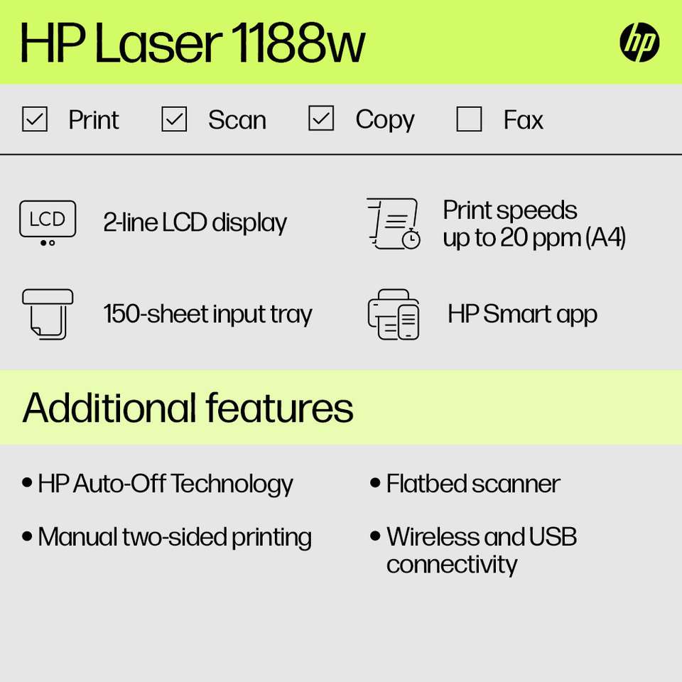 HP MFP 1188FNW Multi-function WiFi Monochrome Laser Printer - HP ...