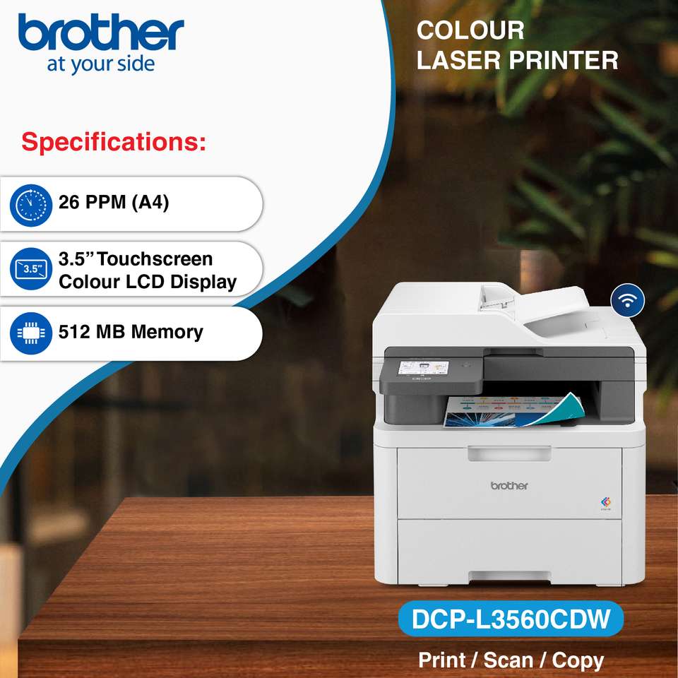 brother DCP-L3560CDW Multi-function WiFi Color Laser Printer with 3.5 ...
