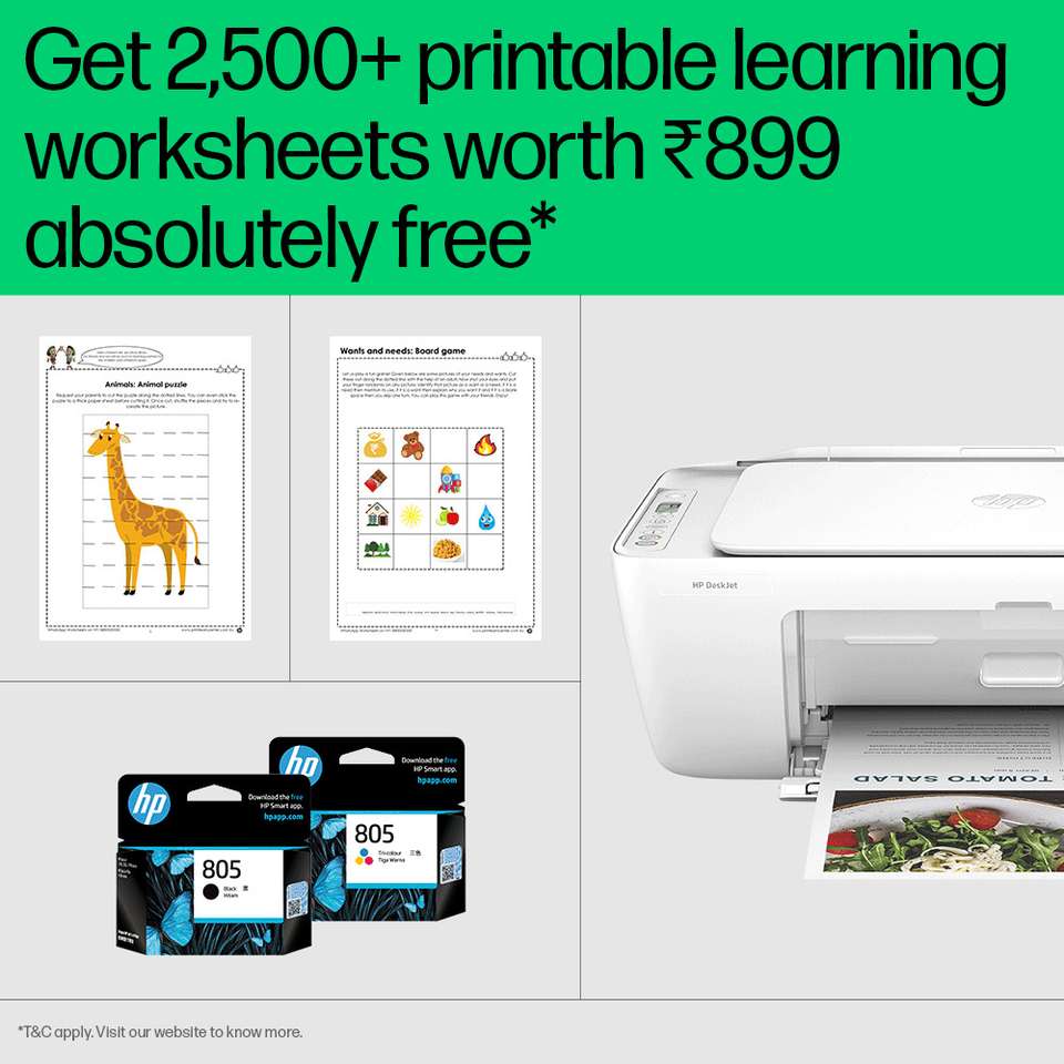 HP DeskJet 2820 All-in-One Multi-function WiFi Color Inkjet Printer for ...