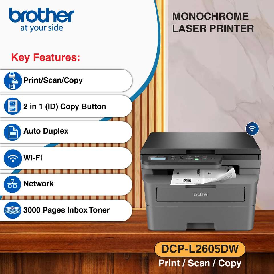 brother DCP-L2605DW Multi-function WiFi Monochrome Laser Printer for ...