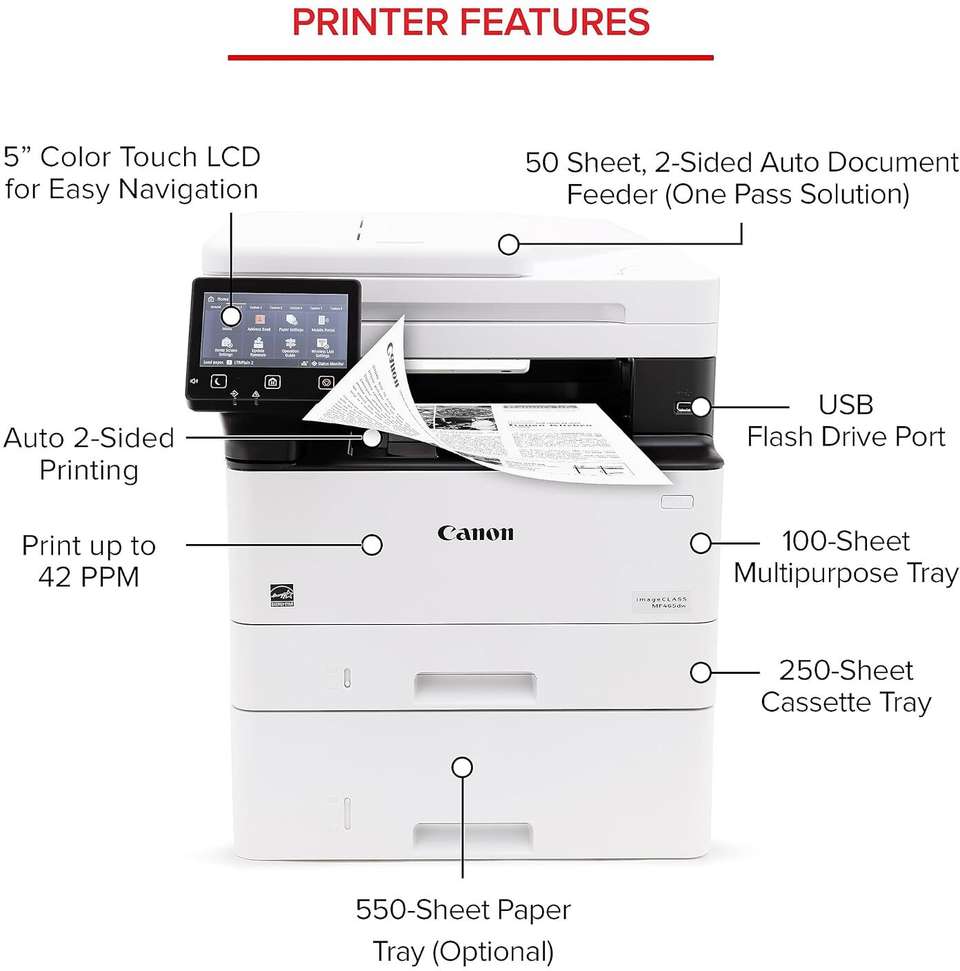 Canon imageCLASS MF465dw Multi-function WiFi Monochrome Laser Printer ...