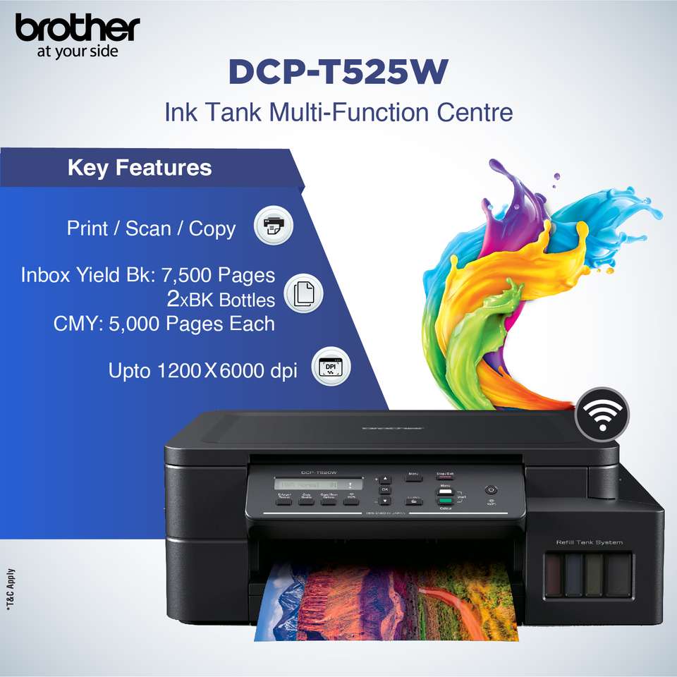 brother DCP-T525W All-in-One Refill Multi-function WiFi Color Ink Tank ...