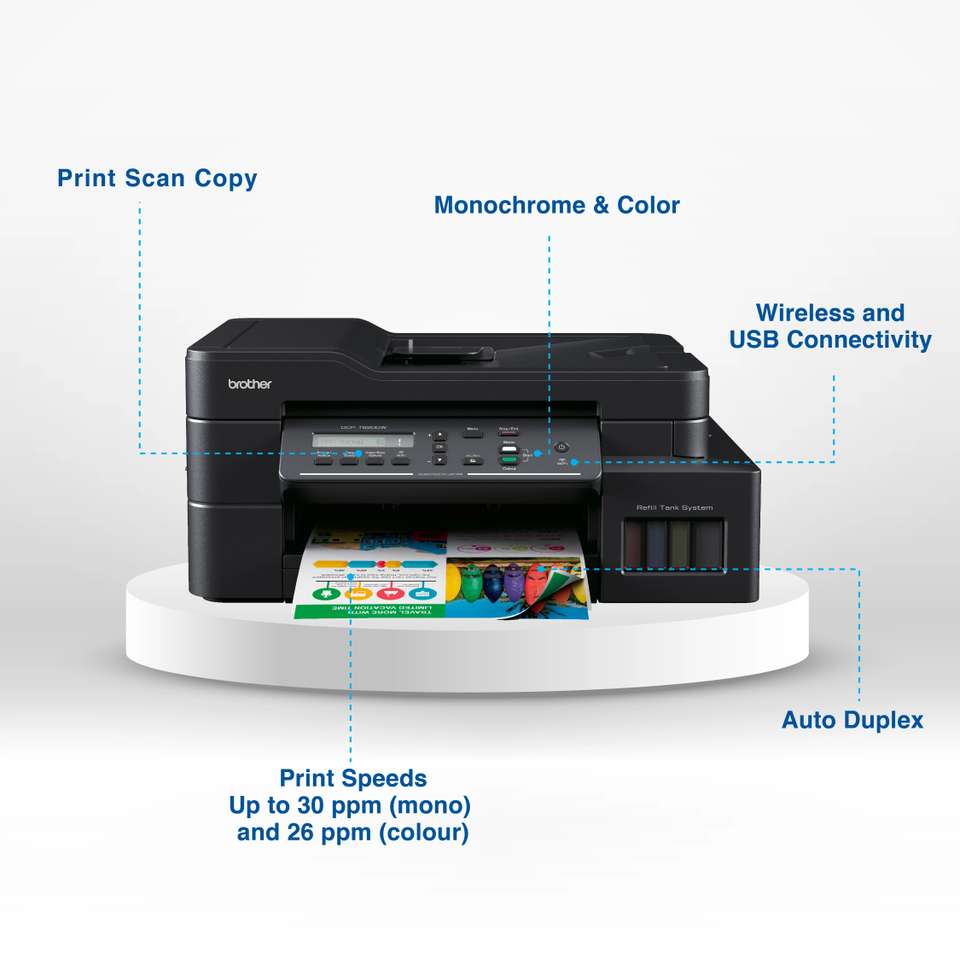 brother DCP-T820DW Multi-function WiFi Color Ink Tank Printer with Auto ...