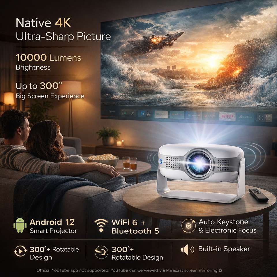 Maizic Smarthome TEJ XL Native 4K Smart LED Projector | 300” Screen ...