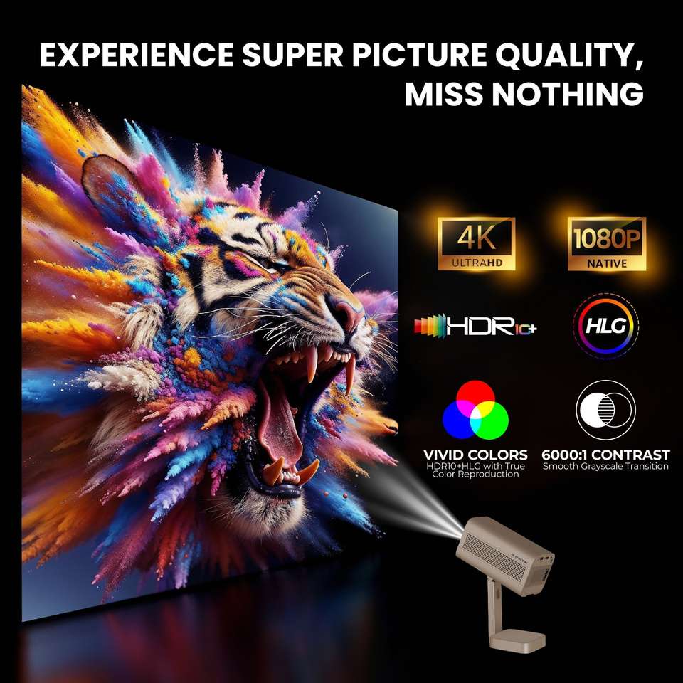 Egate Atom 4X+ 4K HDR Projector Native 1080p Android 12 | HDR10 HDMI ...