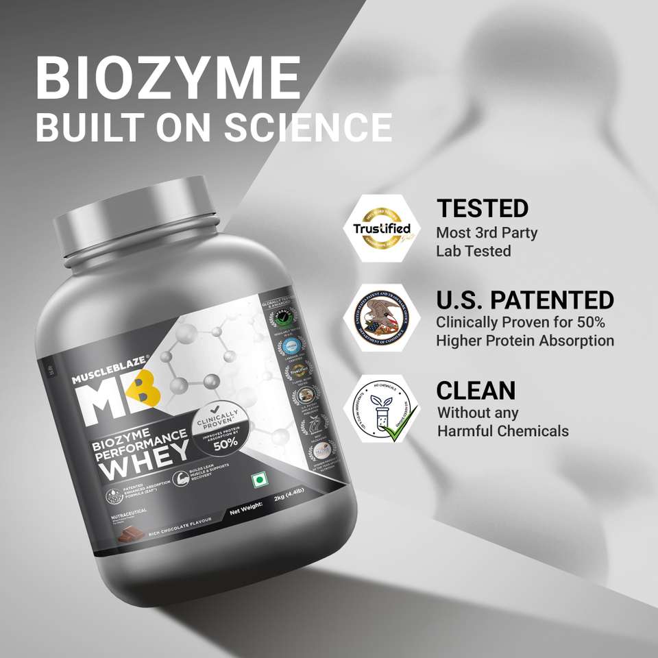 MUSCLEBLAZE Biozyme Performance Whey Protein Powder & MB-Vite Daily ...