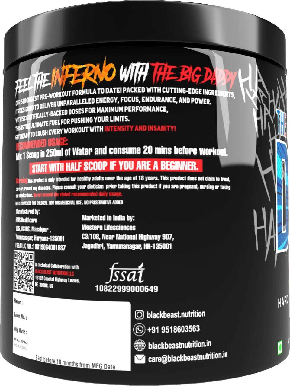 Black Beast The Big Daddy Inferno Preworkout 50 Serving 4500mg ...