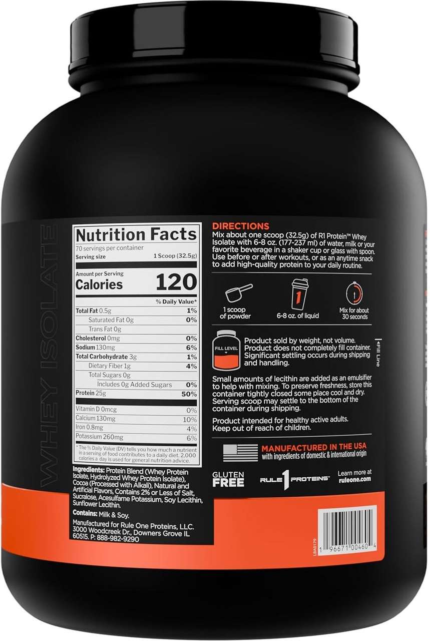 Rule 1 R1 Protein, 100% Whey Isolate (5 Pounds, Cookies & Cream) Whey ...