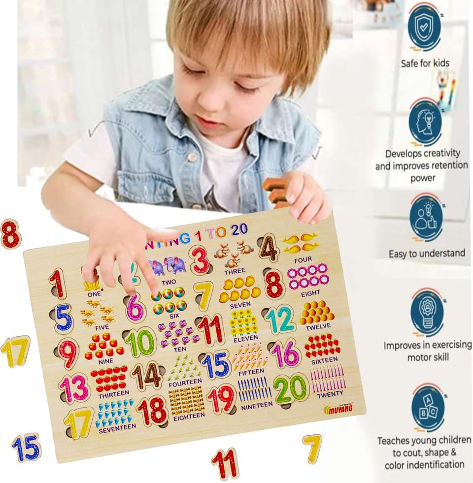 Parteet Premium Quality Wooden 123 Alphabet Puzzle for Kids - Premium ...