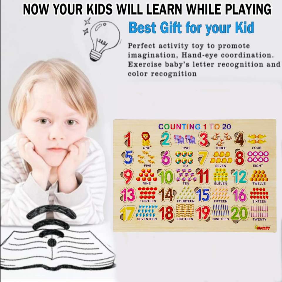Parteet Premium Quality Wooden 123 Alphabet Puzzle for Kids - Premium ...