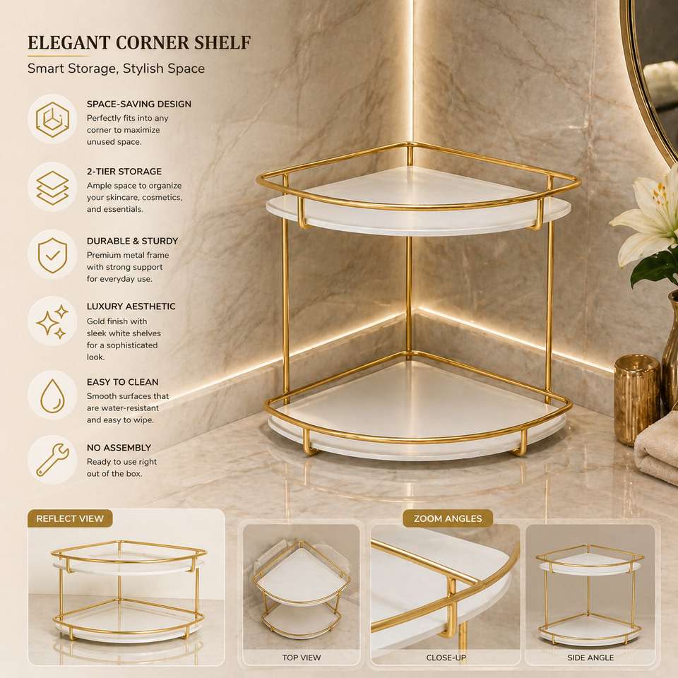 De casa Decor Elegant Edge Corner Storage Stand Iron Wall Shelf Price ...
