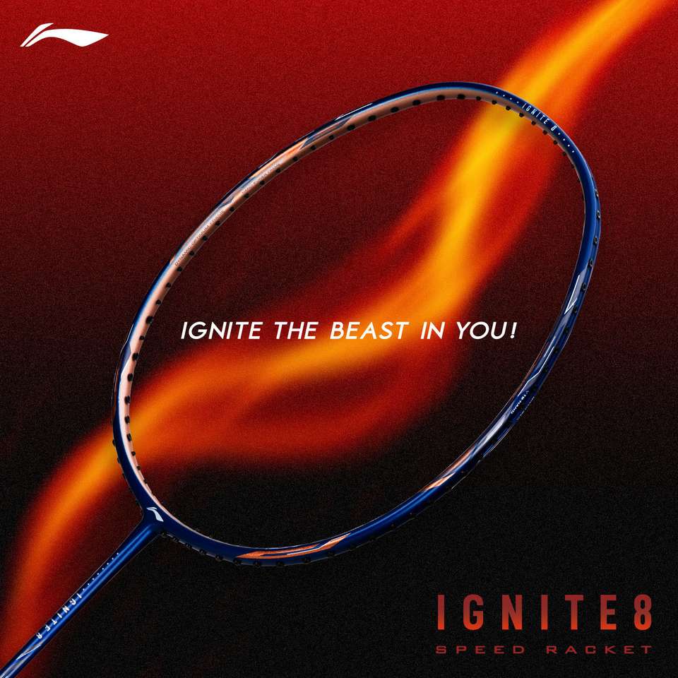 LI-NING Ignite 8 Japanese Carbon Graphite White, Red Unstrung Badminton ...