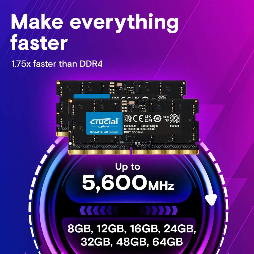 Crucial CT 4800 DDR5 8 GB (Dual Channel) Laptop DRAM (CT8G48C40S5 ...