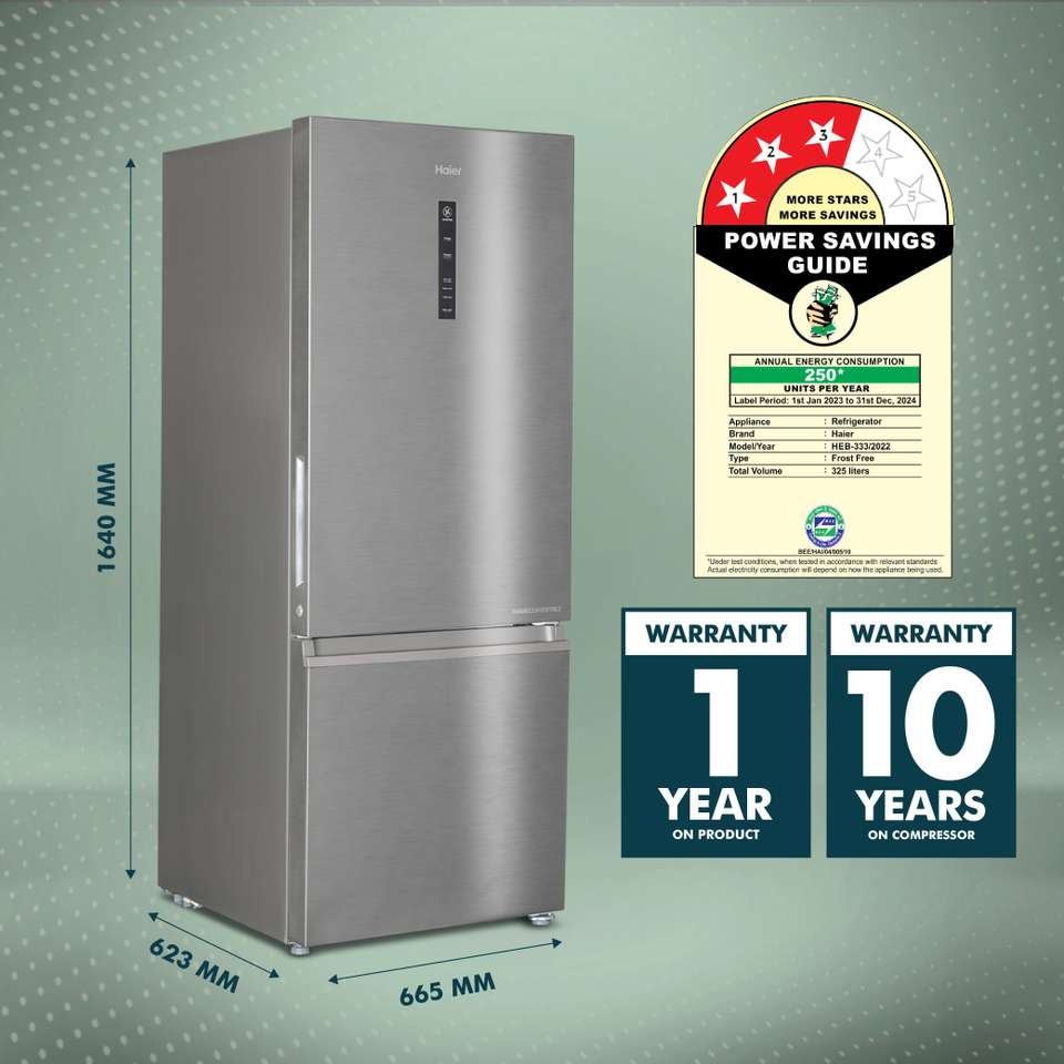 Haier 325 L Frost Free Double Door 3 Star Convertible Refrigerator with ...