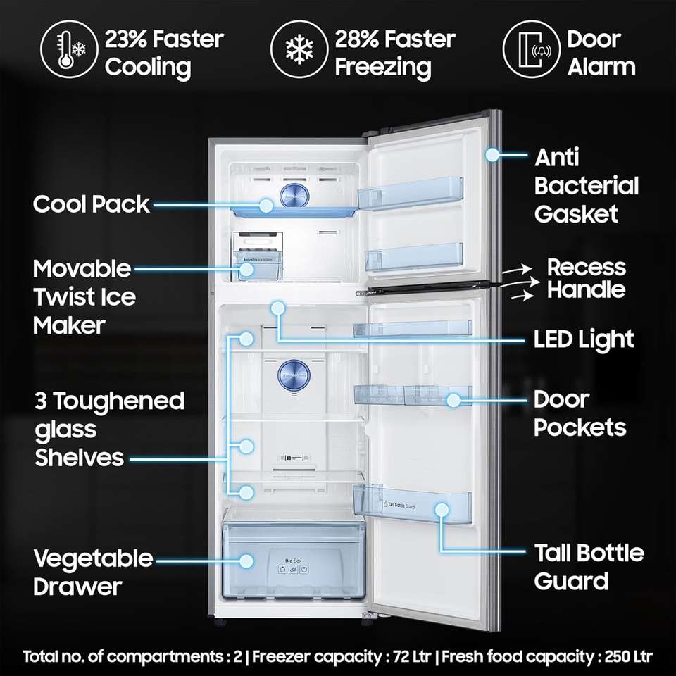 Samsung 322 L Frost Free Double Door 3 Star Convertible Refrigerator ...