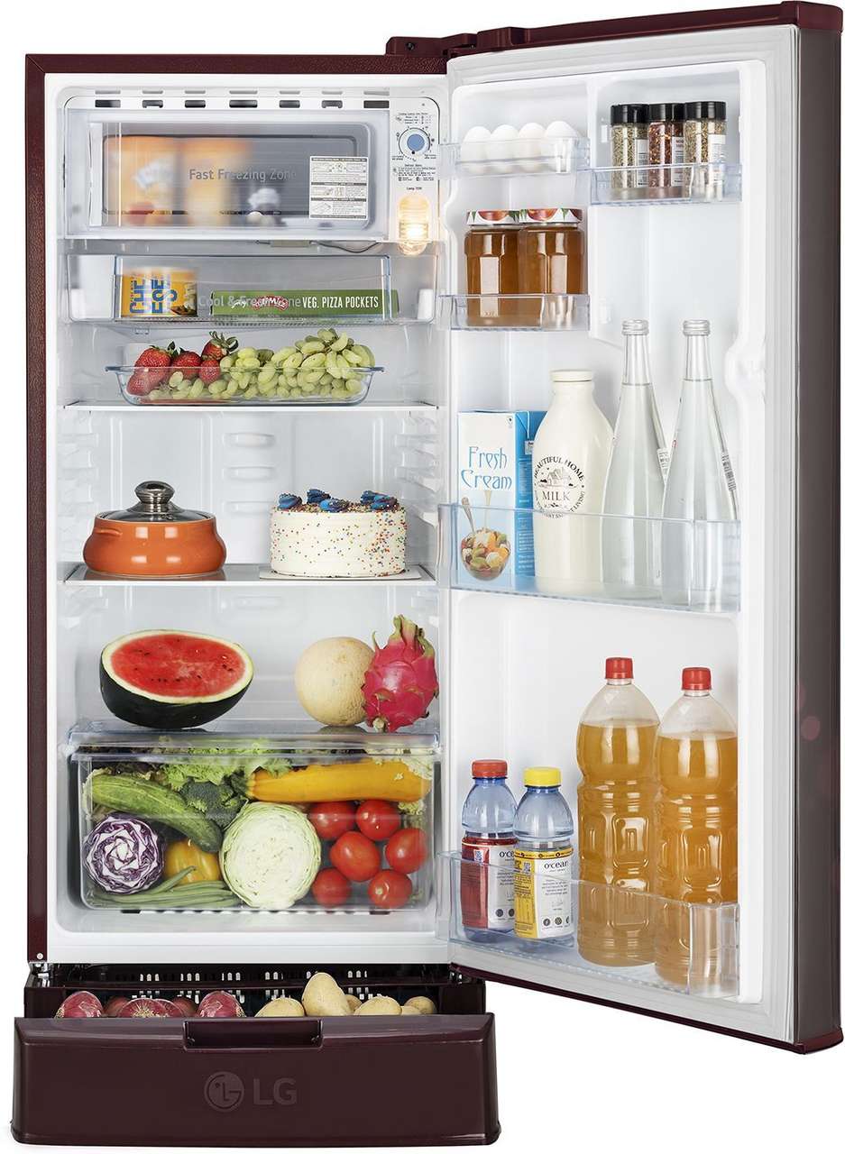 LG 185 L Direct Cool Single Door 2 Star Refrigerator with Base Drawer ...