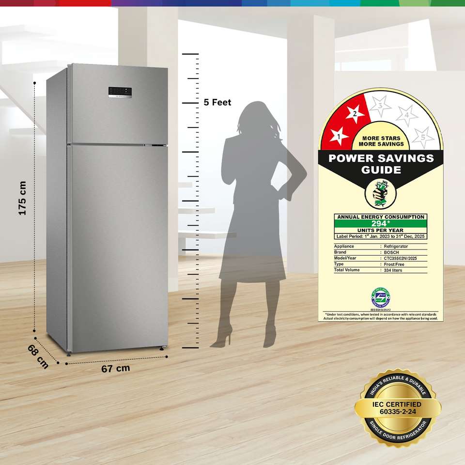 BOSCH 334 L Frost Free Double Door 2 Star Convertible Refrigerator with ...
