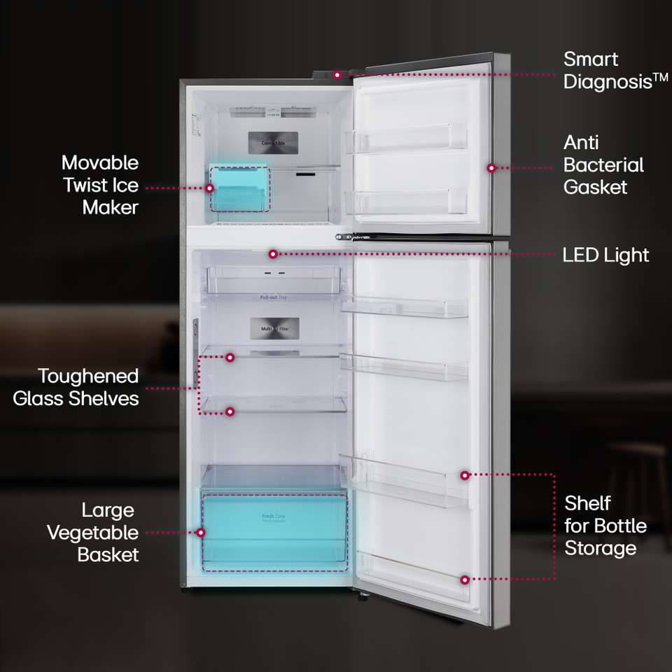 LG 322 L Frost Free Double Door 3 Star Convertible Refrigerator with Wi ...