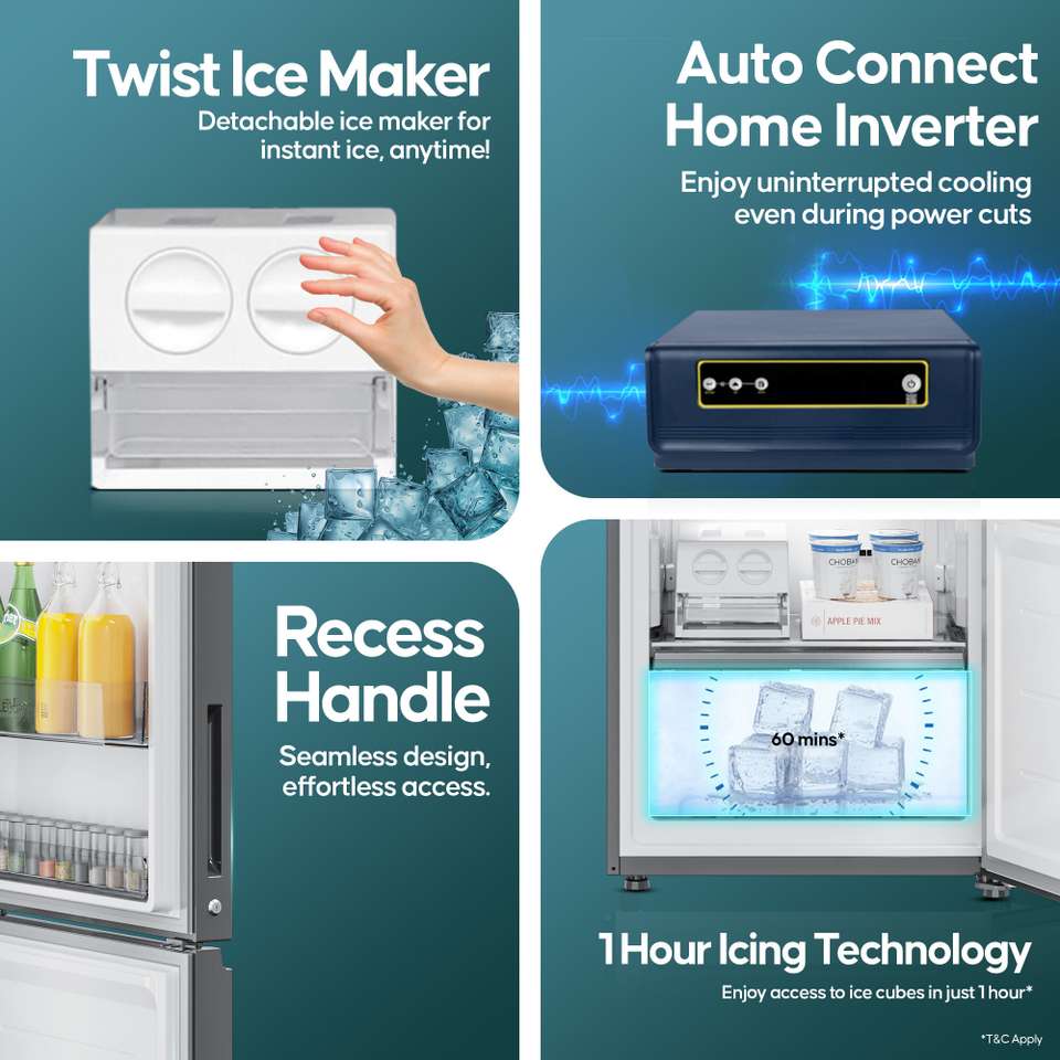 Haier 325 L Frost Free Double Door 3 Star Convertible Refrigerator with ...