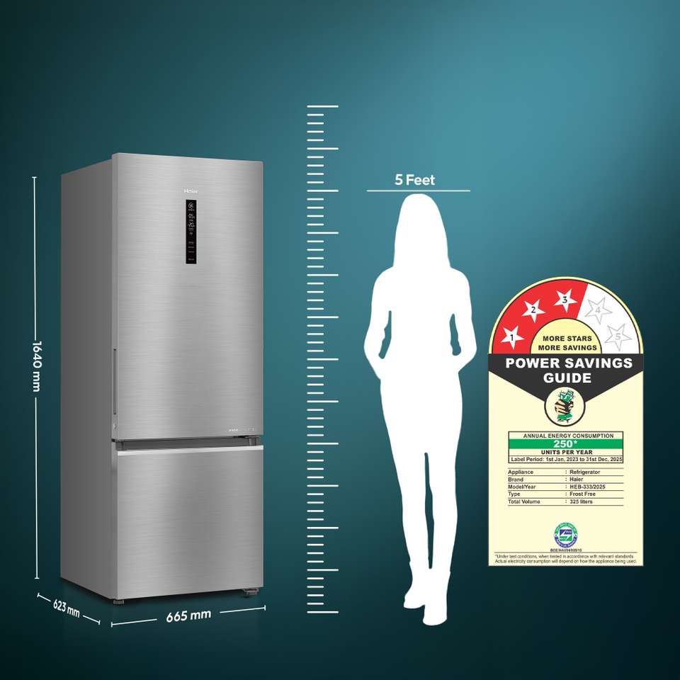 Haier 325 L Frost Free Double Door 3 Star Convertible Refrigerator with ...