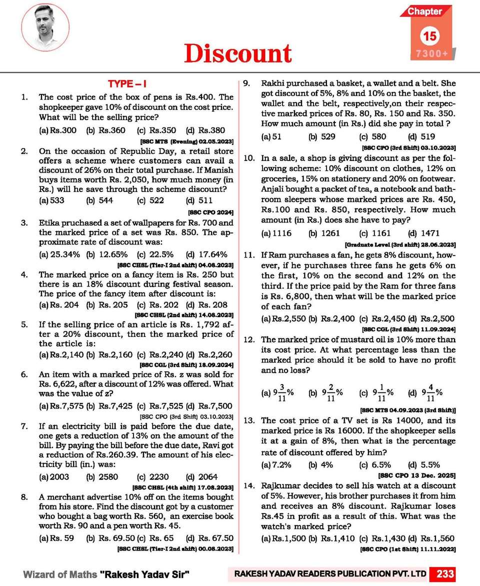 Ssc Mathematics 7300+ Chapter-Wise Questions, Type-Wise Questions ...