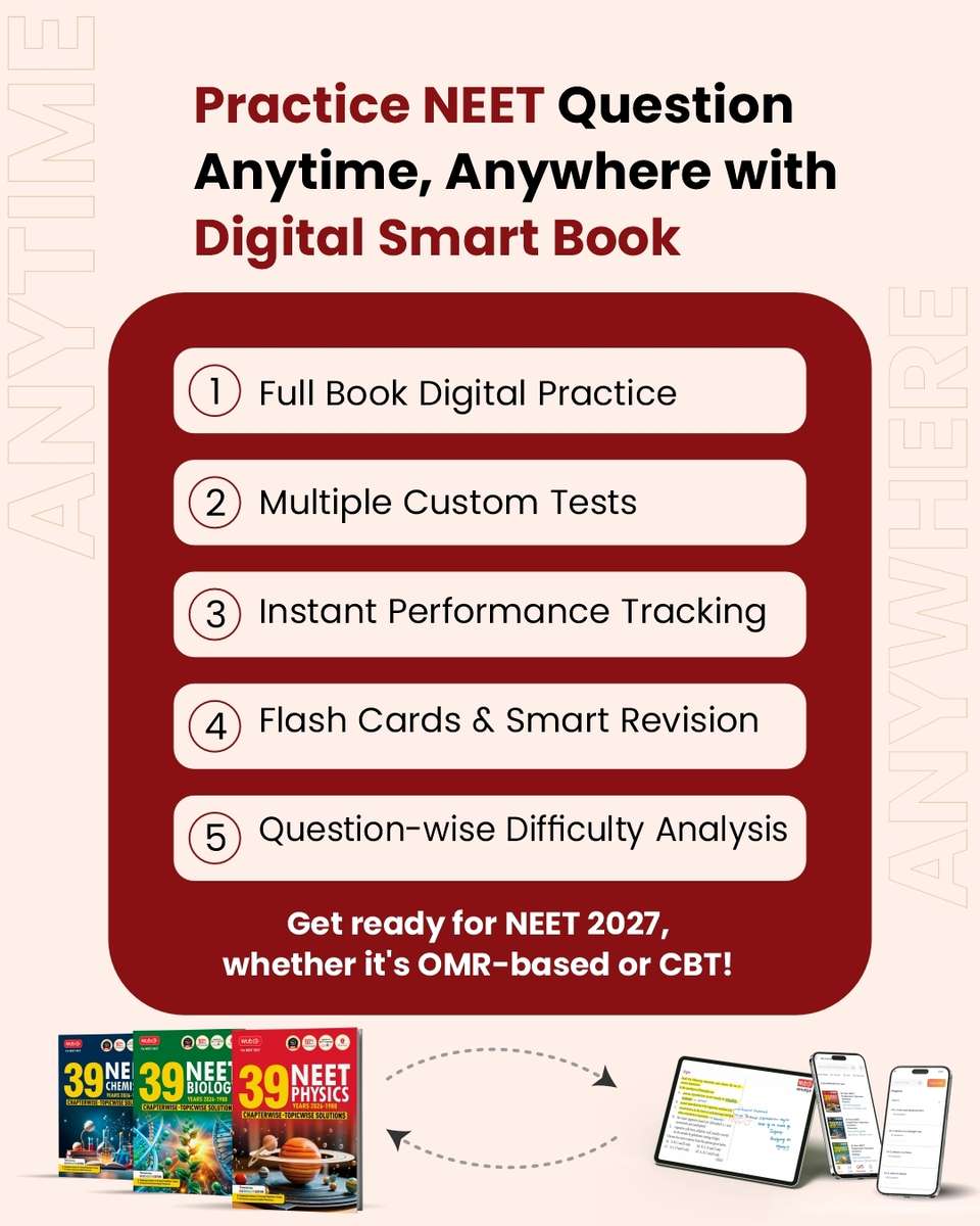 MTG NEET PYQ 39 Years Physics, Chemistry & Biology Book For 2026-2027 ...