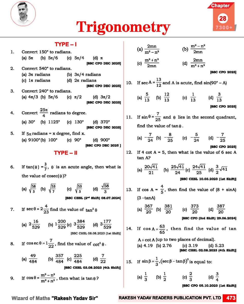 Ssc Mathematics 7300+ Chapter-Wise Questions, Type-Wise Questions ...