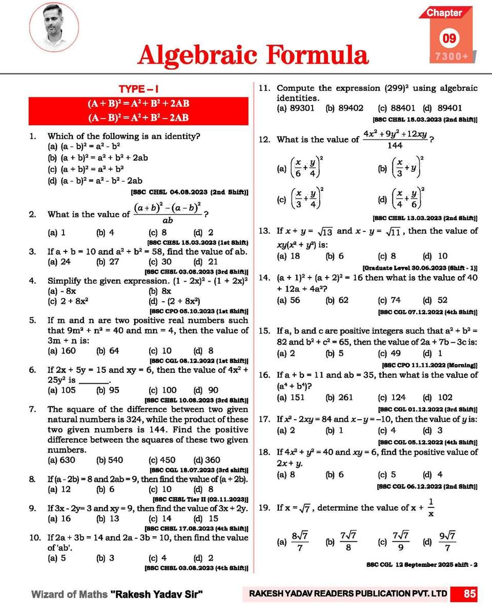 Ssc Mathematics 7300+ Chapter-Wise Questions, Type-Wise Questions ...