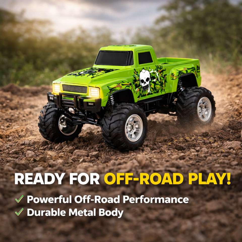 GKNEX Big Wheel Truck Toy Car For Kids Off Road Light Sound Remote ...