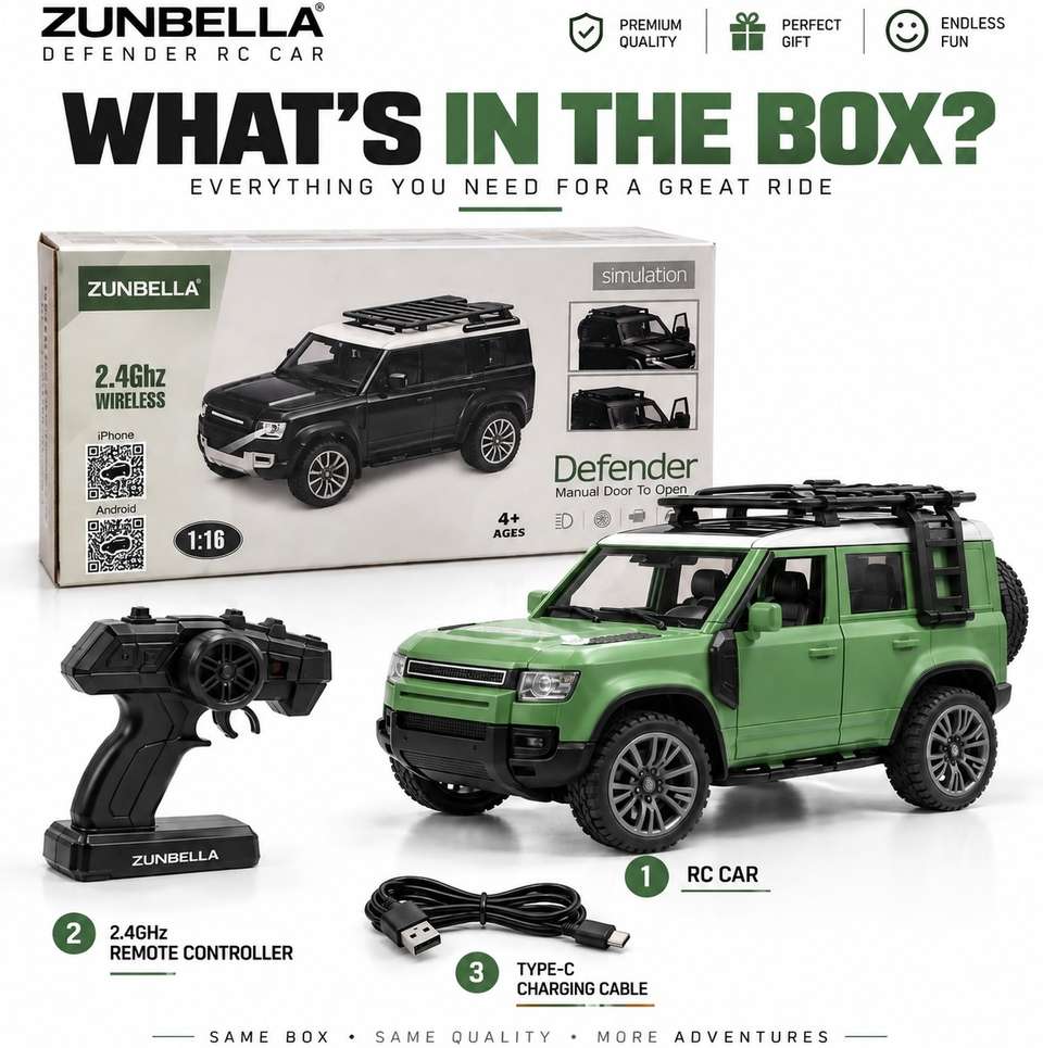 ZUNBELLA Defender Off-Road RC Car with App and Remote Control, LED ...