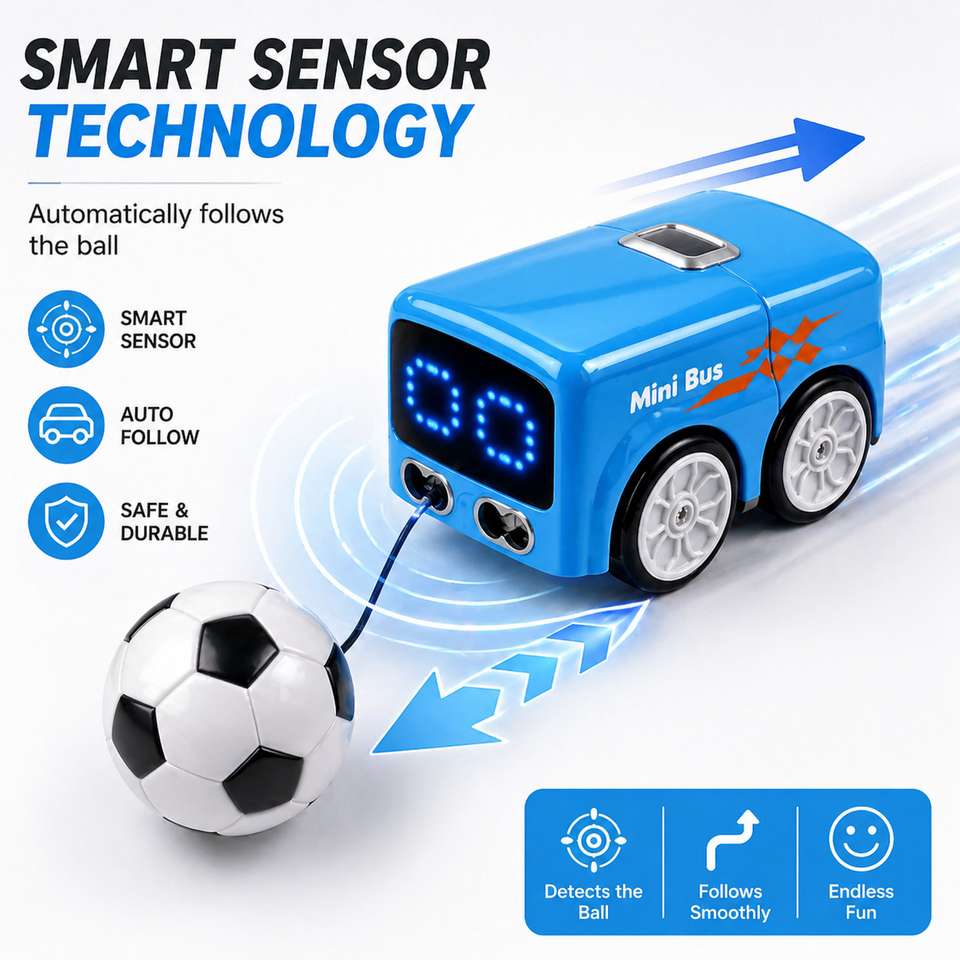 TOYRENTTO Magic Mini Bus RC Toy for Kids with Soccer Ball Smart Sensor ...