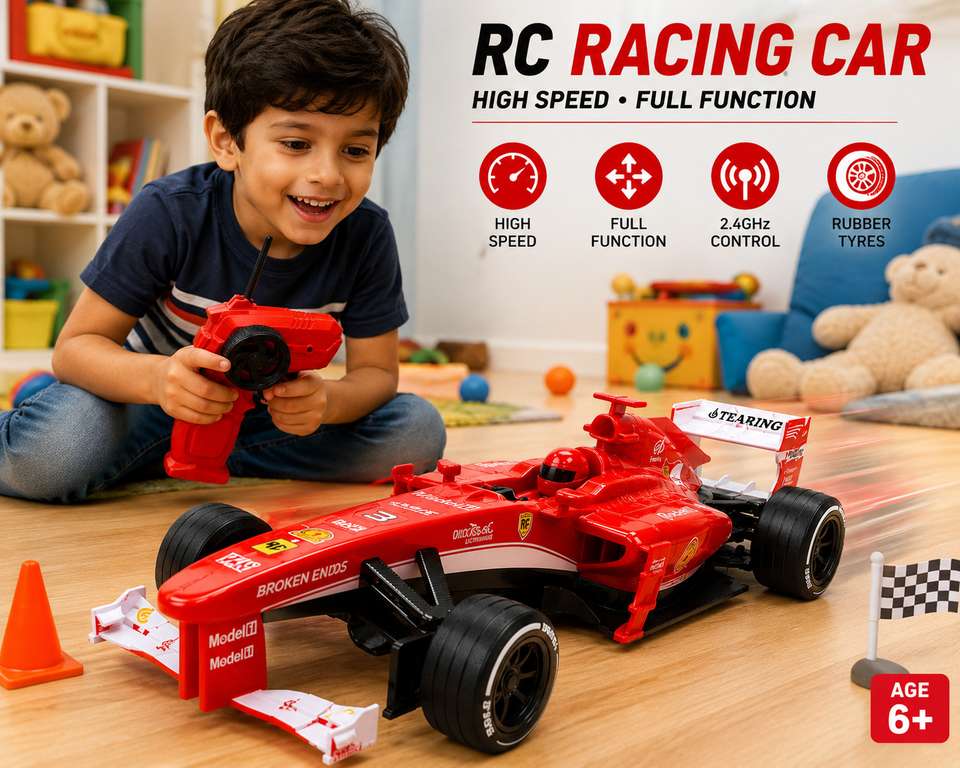 ZECOMMERCE Rechargeable RC Formula Racing Car Toy with 2.4GHz Remote ...