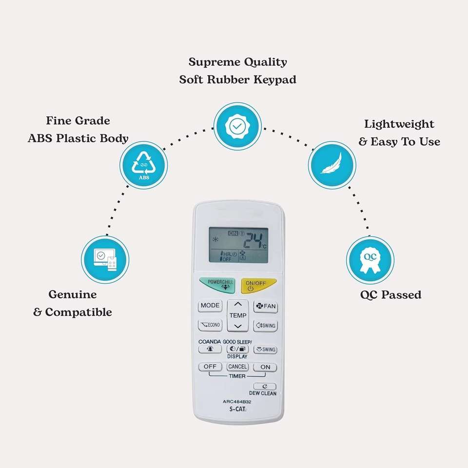 HICLE Series AC Remote Control - LCD Display, Multi-Function Daikin ...