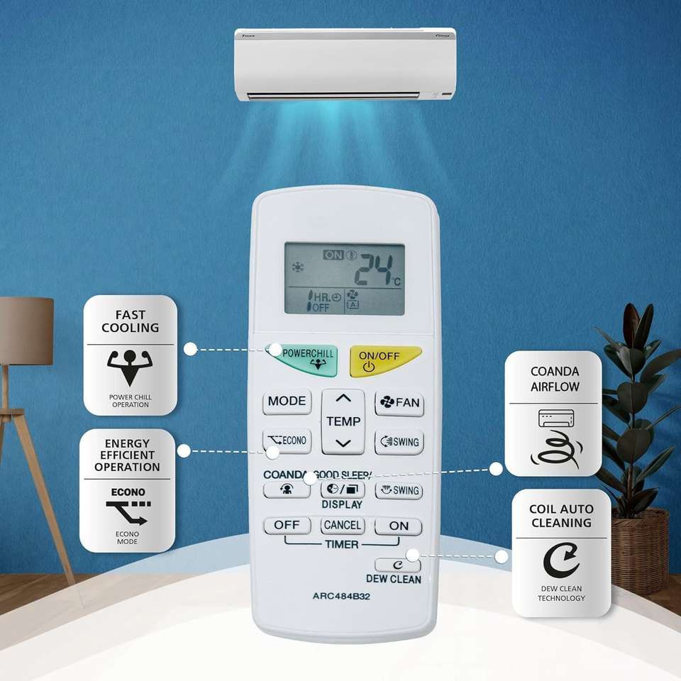 HICLE Series AC Remote Control - LCD Display, Multi-Function Daikin ...