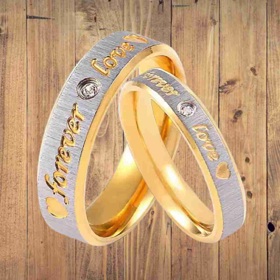 University Trendz Gold Plated Adjustable Forever Love Printed Ring for ...