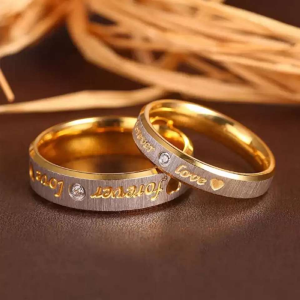 University Trendz Gold Plated Adjustable Forever Love Printed Ring for ...