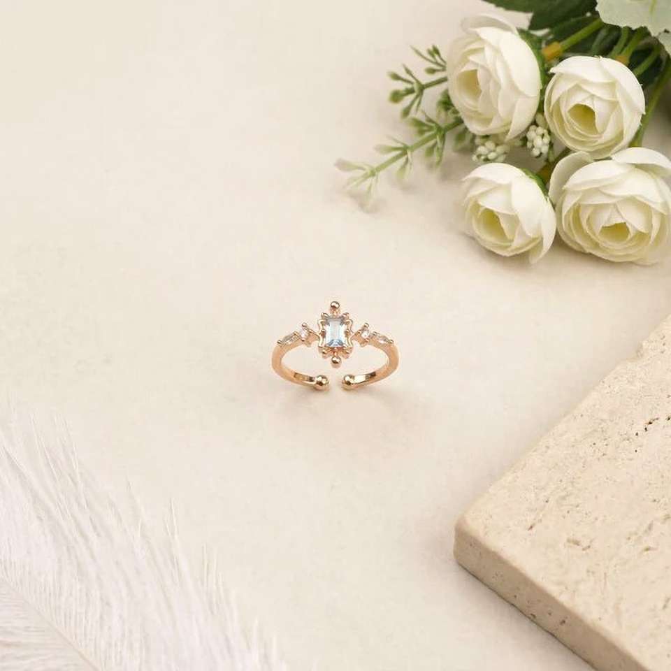 brooZZa Korean Elegant Crystal Statement Finger Ring Copper Cubic ...