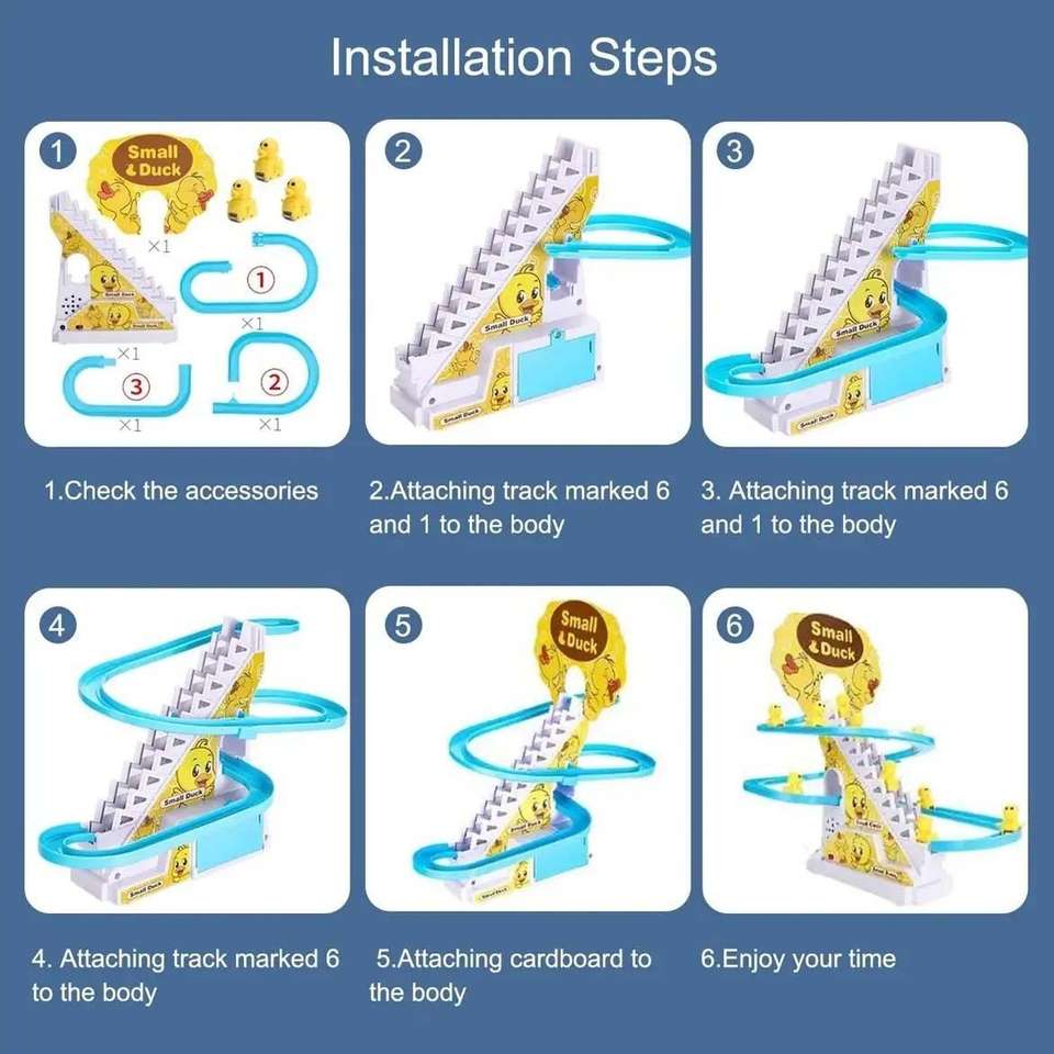 XORTIC Duck Slide Toy Automatic Stair Climbing Race Track Set with ...