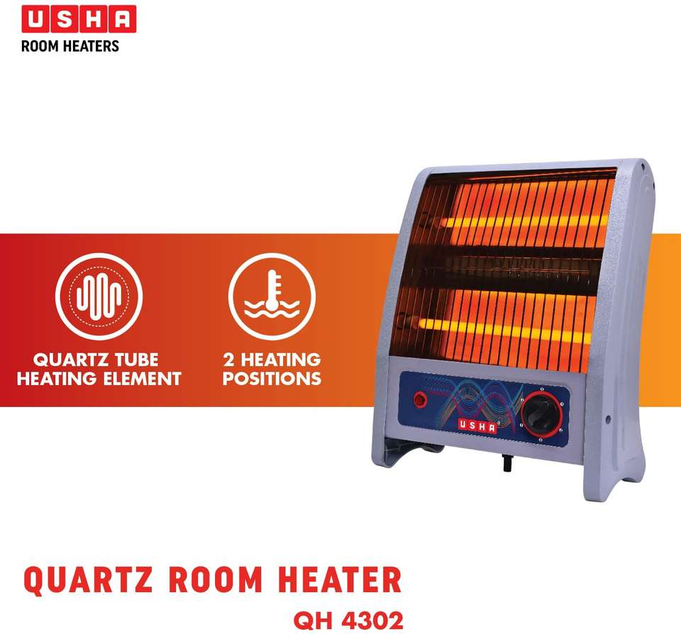 USHA 4302 2 Rod 800 Watt Quartz Heater with Low Power Consumption and ...