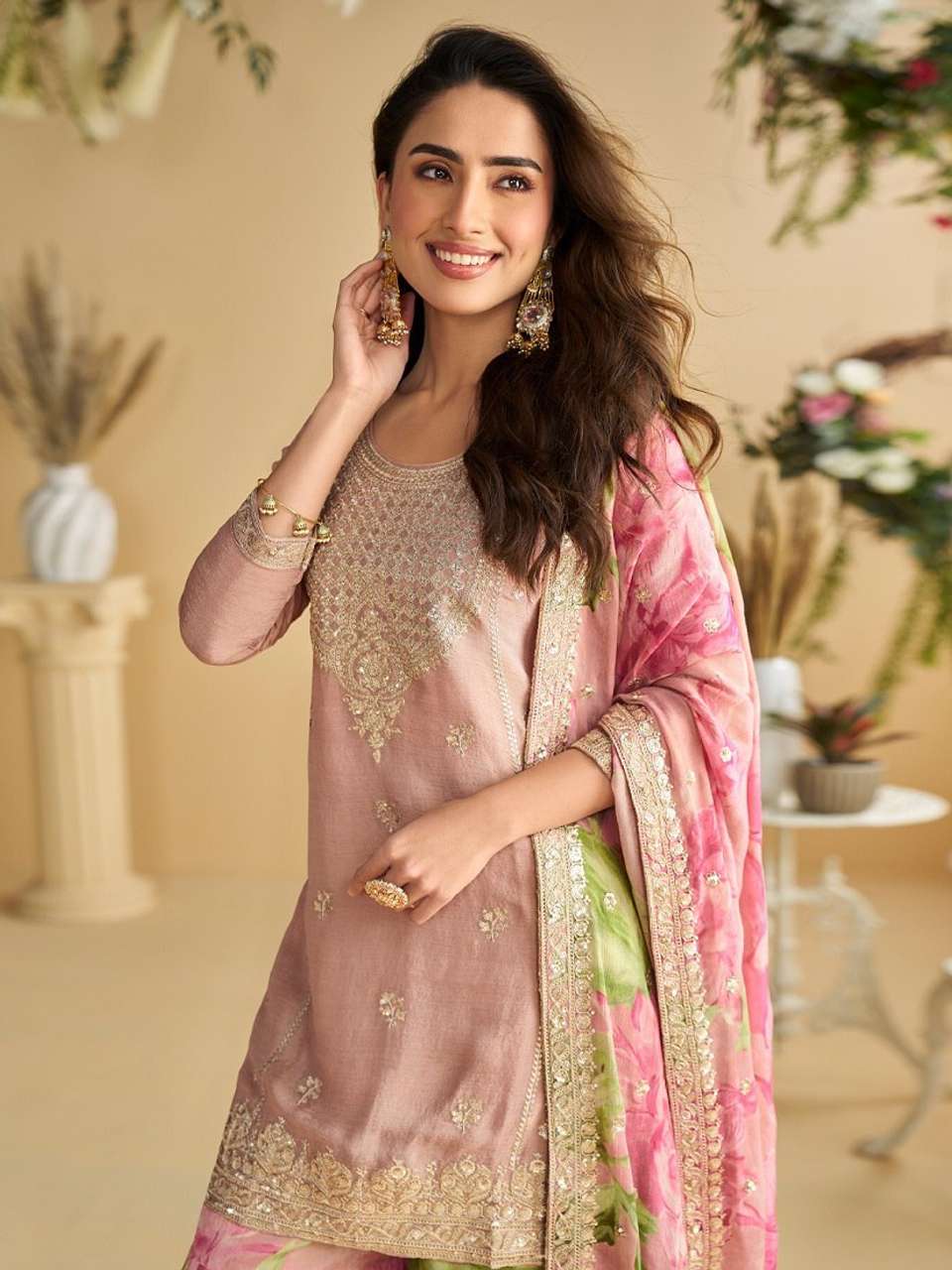 Valdona Embroidered Kurta, Sharara & Dupatta Set - Buy Valdona ...
