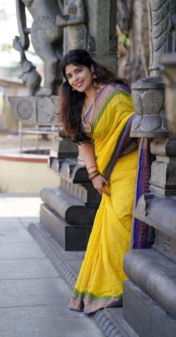 Buy RIDDHIMAN FASHION Woven Daily Wear Pure Cotton Yellow, Blue Sarees ...