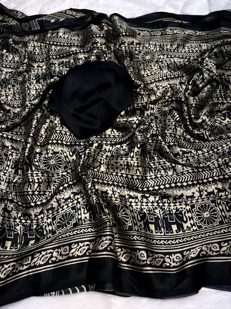 Buy Classy Foriever Printed Bollywood Crepe Black Sarees Online @ Best ...