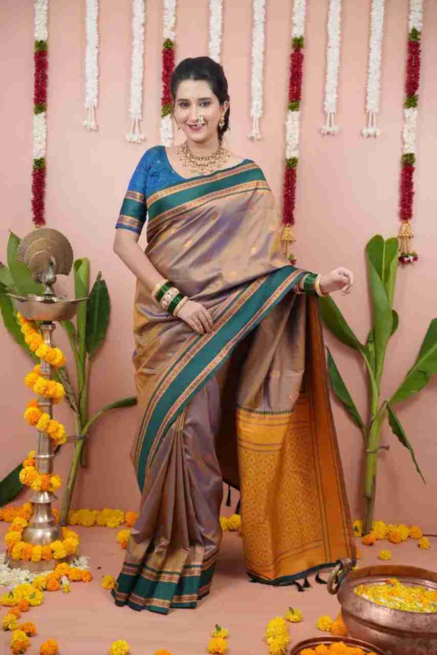 Buy RASIFASHION Woven, Tie-Dye Narayanpet Cotton Silk Brown Sarees ...