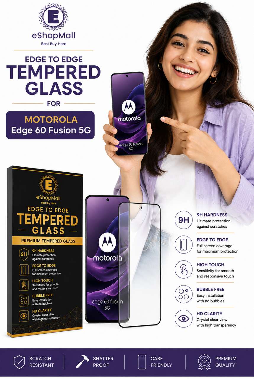 eShopMall Edge To Edge Tempered Glass for MOTOROLA Edge 60 Fusion 5G ...