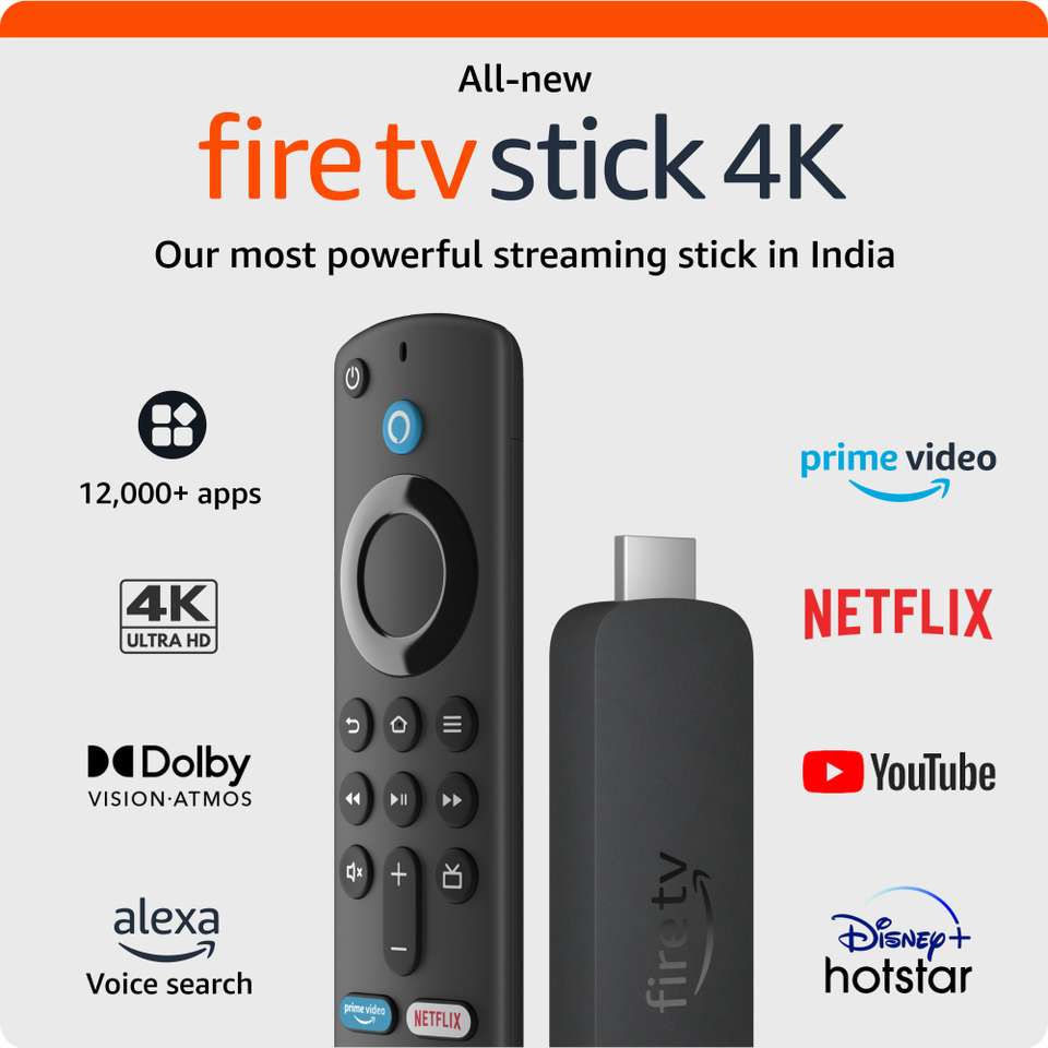 Firetv Stick 4K streaming device, supports Wi-Fi 6, HDR10+ Media ...