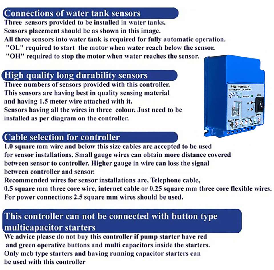 AQUAA SOLUTION Fully Automatic Water Level Controller & Indicator with ...